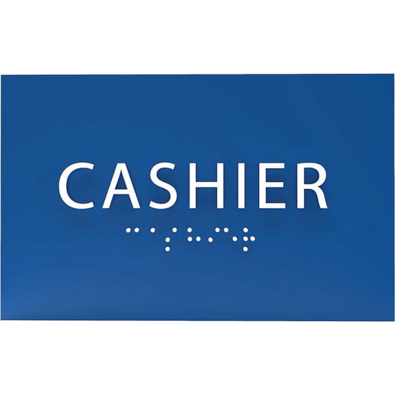 ADA CENTRAL SIGNS - 6" X4" Cashier Sign - ADA Compliant Tactile ...