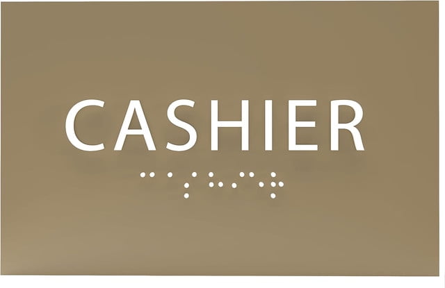 ADA CENTRAL SIGNS - 6" X4" Cashier Sign - ADA Compliant Tactile ...