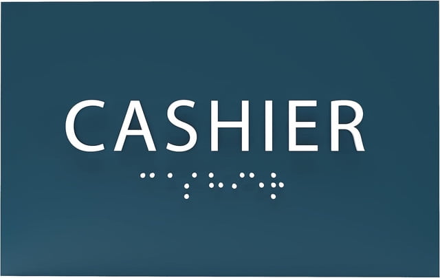 ADA CENTRAL SIGNS - 6" X4" Cashier Sign - ADA Compliant Tactile ...