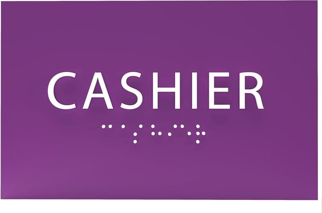 ADA CENTRAL SIGNS - 6" X4" Cashier Sign - ADA Compliant Tactile ...