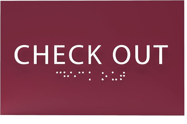 ADA CENTRAL SIGNS - 6" X4" Check Out Sign - ADA Compliant Tactile ...