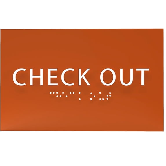 ADA CENTRAL SIGNS - 6" X4" Check Out Sign - ADA Compliant Tactile ...