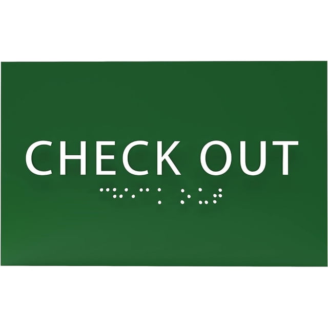 ADA CENTRAL SIGNS - 6" X4" Check Out Sign - ADA Compliant Tactile ...