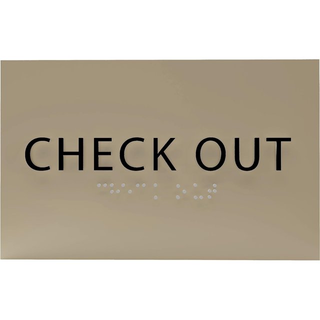 ADA CENTRAL SIGNS - 6" X4" Check Out Sign - ADA Compliant Tactile ...