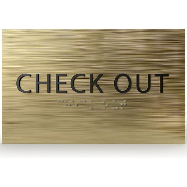 ADA CENTRAL SIGNS - 6" X4" Check Out Sign - ADA Compliant Tactile ...