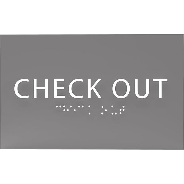 ADA CENTRAL SIGNS - 6" X4" Check Out Sign - ADA Compliant Tactile ...
