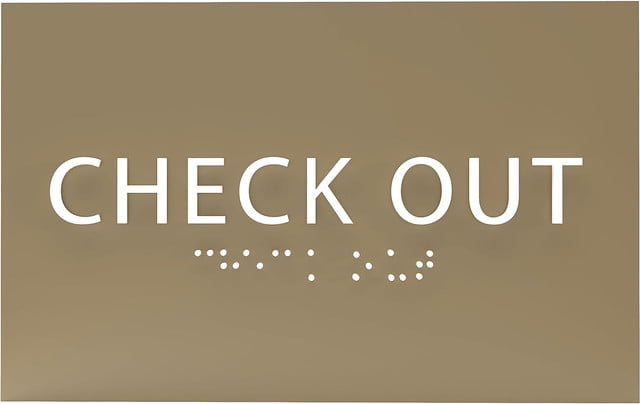 ADA CENTRAL SIGNS - 6" X4" Check Out Sign - ADA Compliant Tactile ...