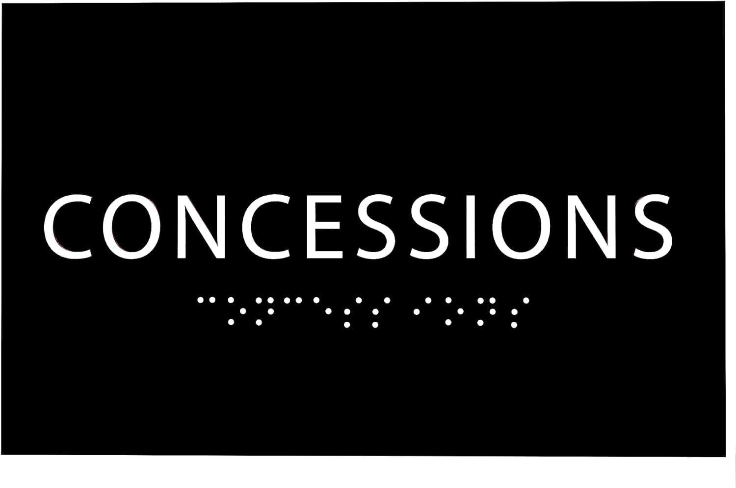 ADA CENTRAL SIGNS - 6" X4" Concessions Sign - ADA Compliant Tactile ...