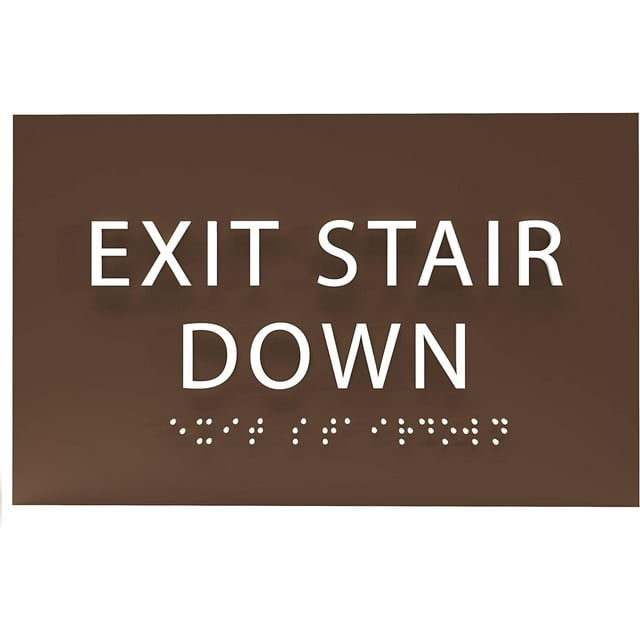 ADA CENTRAL SIGNS - 6" X4" Exit Stair Down Sign - ADA Compliant Tactile ...
