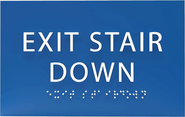 ADA CENTRAL SIGNS - 6" X4" Exit Stair Down Sign - ADA Compliant Tactile ...
