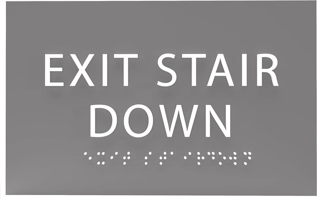 ADA CENTRAL SIGNS - 6" X4" Exit Stair Down Sign - ADA Compliant Tactile ...