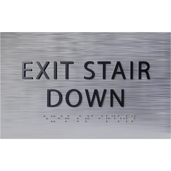 ADA CENTRAL SIGNS - 6" X4" Exit Stair Down Sign - ADA Compliant Tactile ...