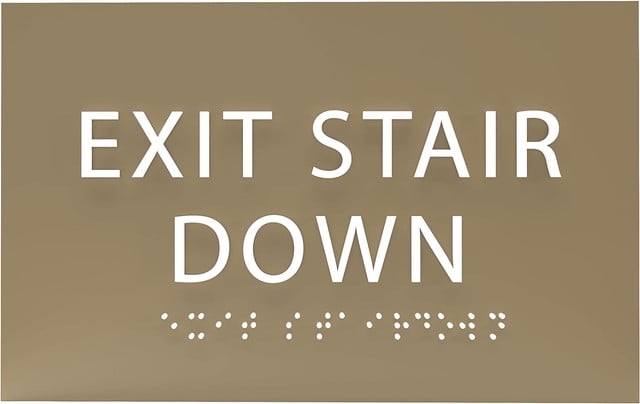 ADA CENTRAL SIGNS - 6" X4" Exit Stair Down Sign - ADA Compliant Tactile ...