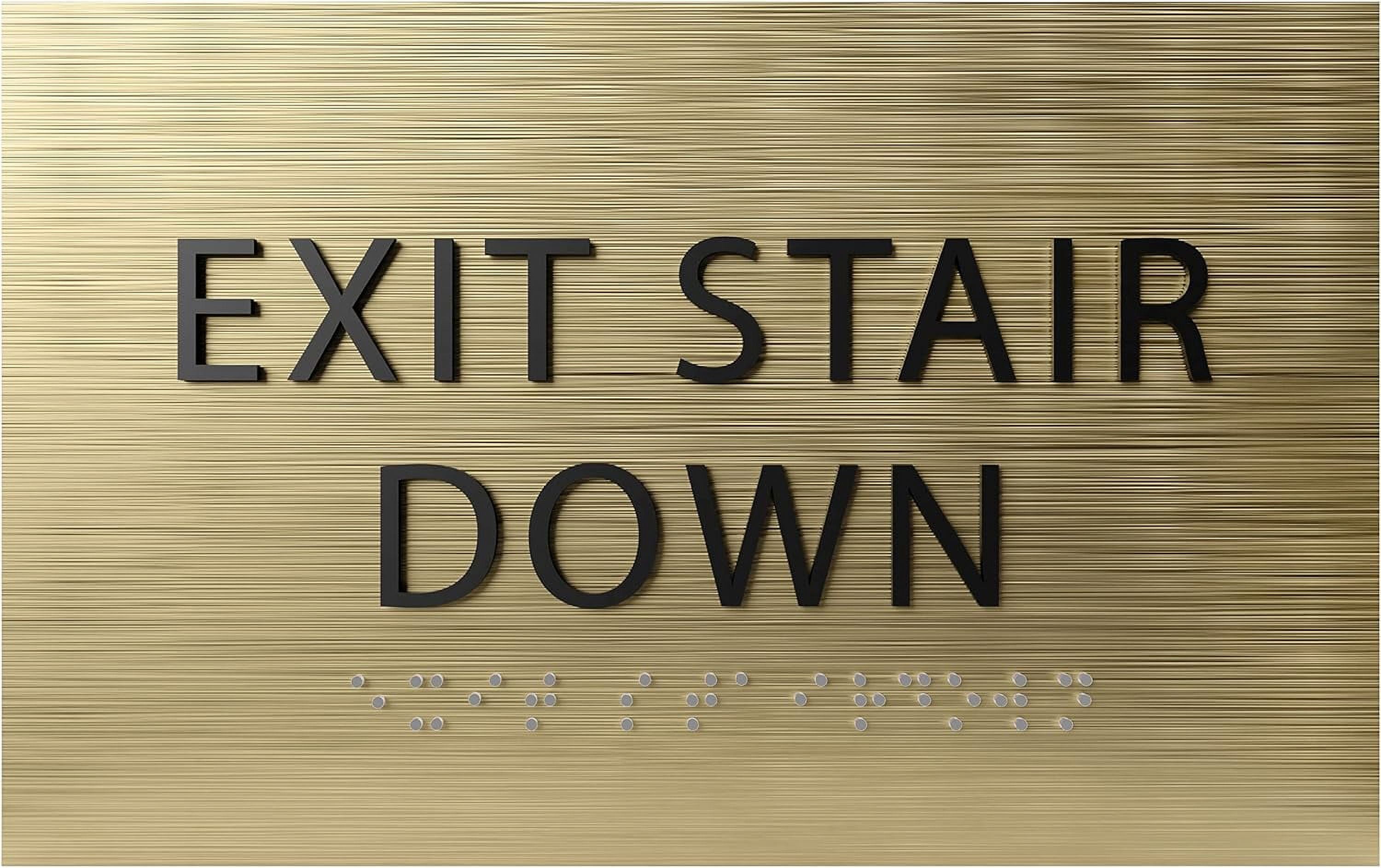 ADA CENTRAL SIGNS - 6" X4" Exit Stair Down Sign - ADA Compliant Tactile ...
