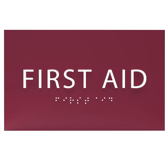 ADA CENTRAL SIGNS - 6" X4" First Aid Sign - ADA Compliant Tactile ...