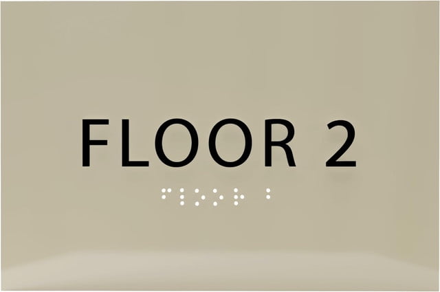 ADA CENTRAL SIGNS - 6" X4" Floor 2 Sign - ADA Compliant Tactile ...