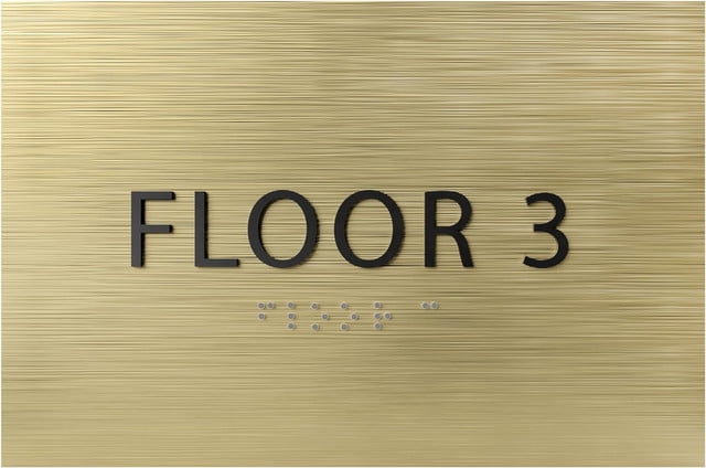 ADA CENTRAL SIGNS - 6" X4" Floor 3 Sign - ADA Compliant Tactile ...