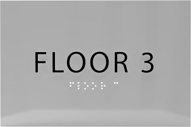 ADA CENTRAL SIGNS - 6" X4" Floor 3 Sign - ADA Compliant Tactile ...