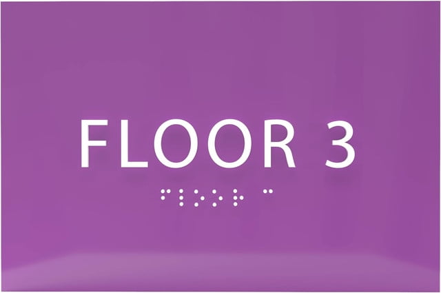 ADA CENTRAL SIGNS - 6" X4" Floor 3 Sign - ADA Compliant Tactile ...