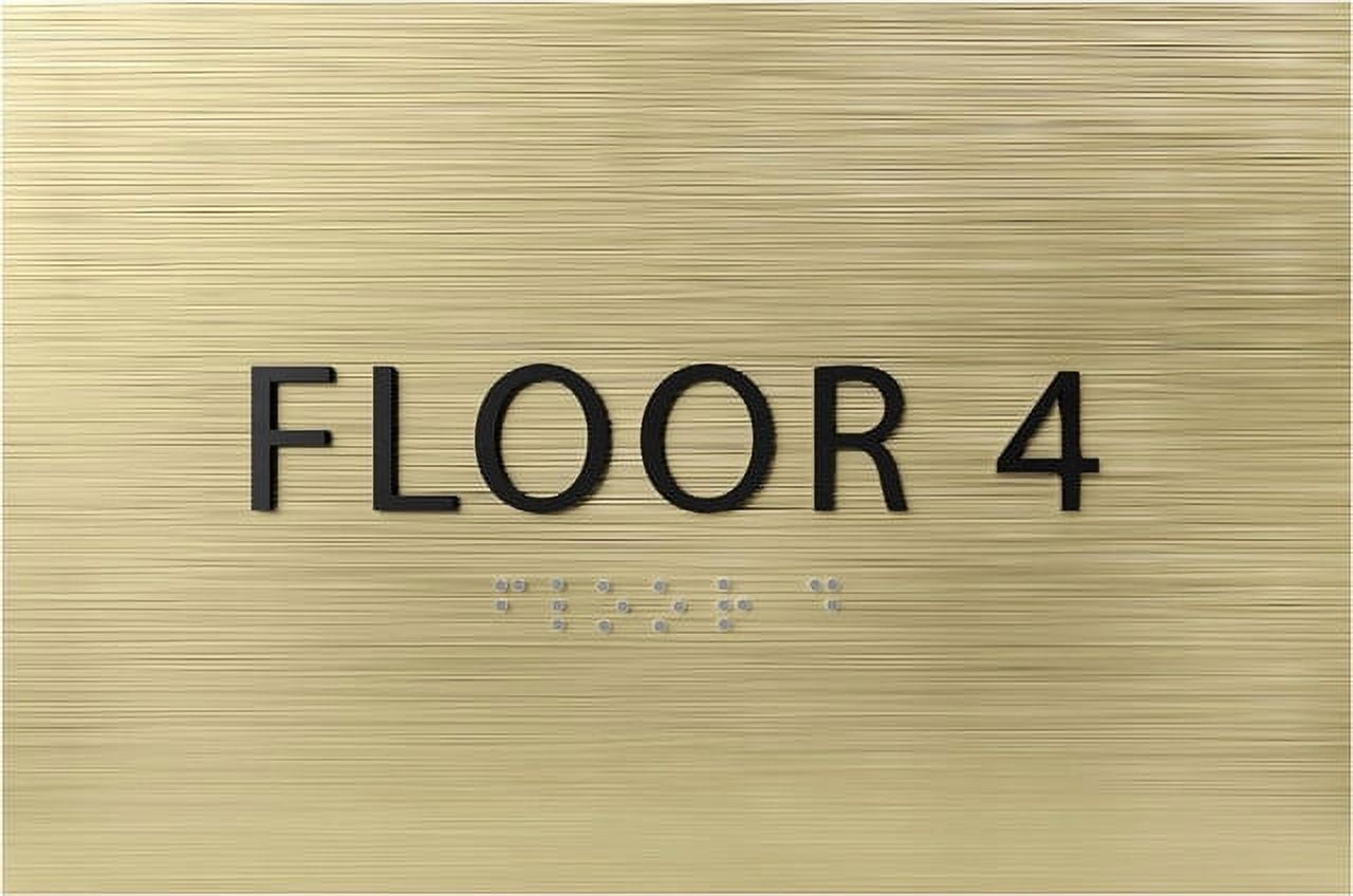 ADA CENTRAL SIGNS - 6" X4" Floor 4 Sign - ADA Compliant Tactile ...