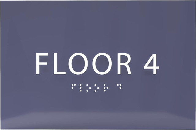 ADA CENTRAL SIGNS - 6" X4" Floor 4 Sign - ADA Compliant Tactile ...