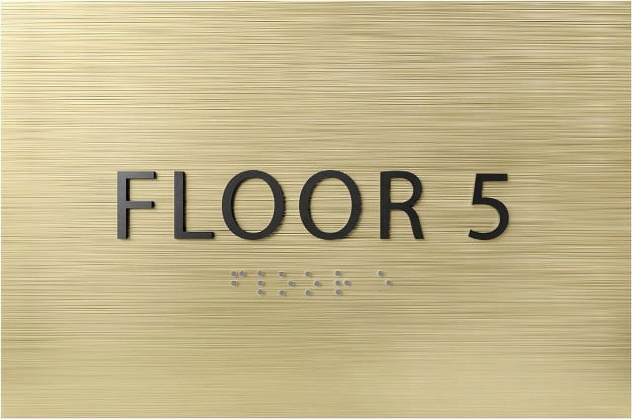 ADA CENTRAL SIGNS - 6" X4" Floor 5 Sign - ADA Compliant Tactile ...