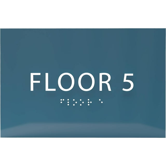 ADA CENTRAL SIGNS - 6" X4" Floor 5 Sign - ADA Compliant Tactile ...