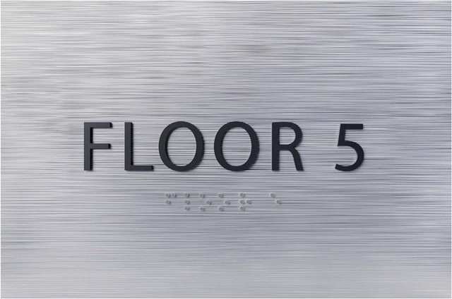 ADA CENTRAL SIGNS - 6" X4" Floor 5 Sign - ADA Compliant Tactile ...