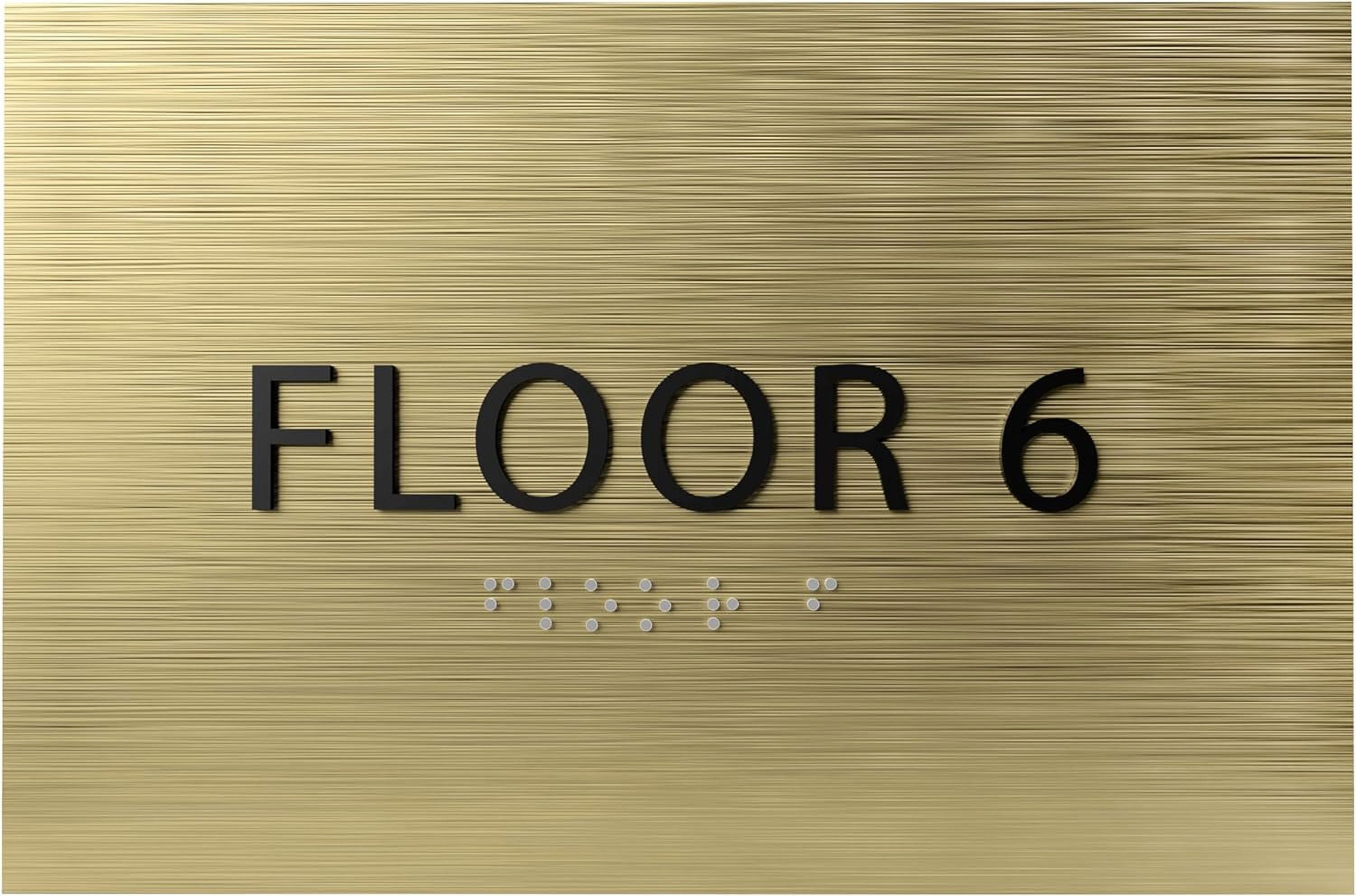 ADA CENTRAL SIGNS - 6" X4" Floor 6 Sign - ADA Compliant Tactile ...