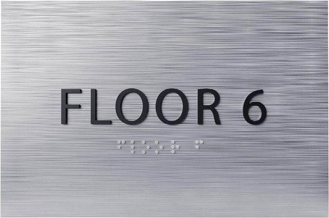 ADA CENTRAL SIGNS - 6" X4" Floor 6 Sign - ADA Compliant Tactile ...