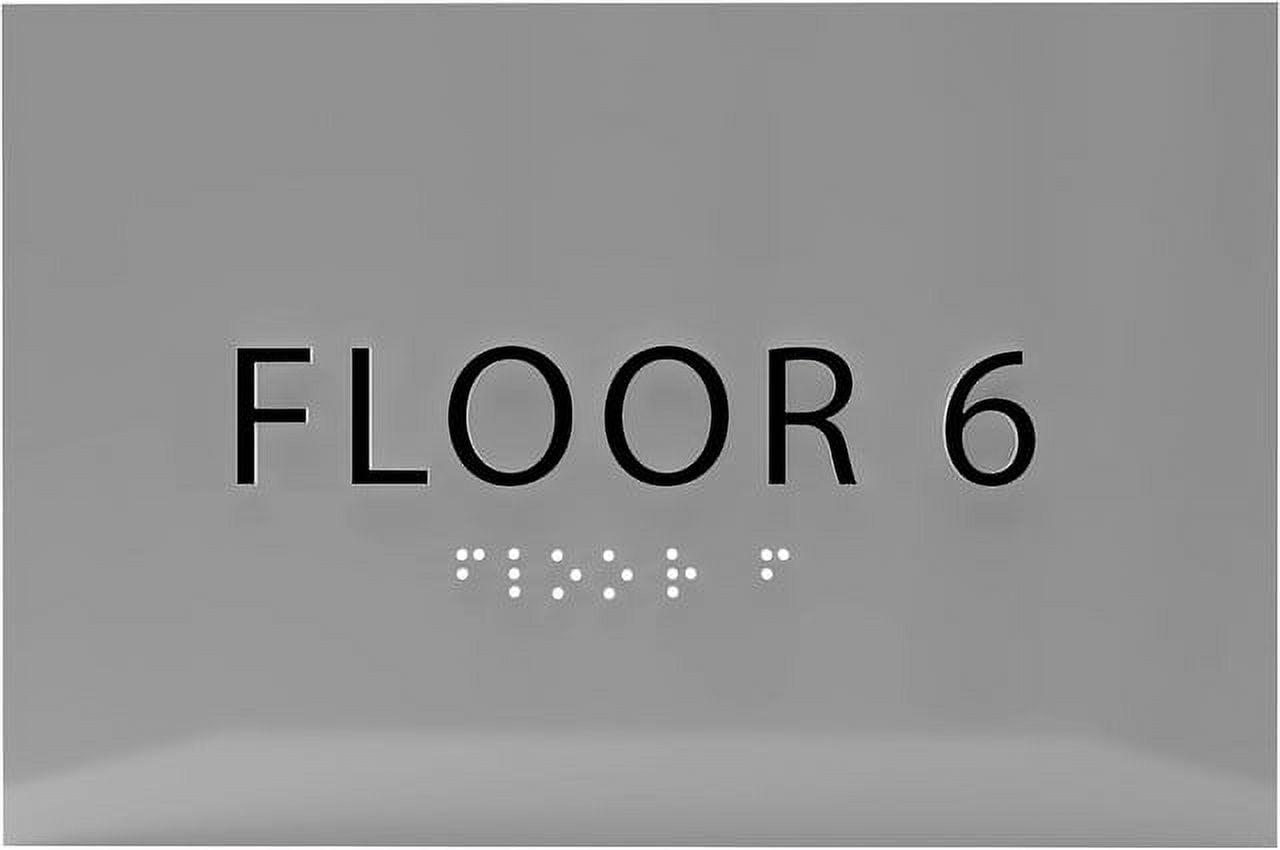 ADA CENTRAL SIGNS - 6" X4" Floor 6 Sign - ADA Compliant Tactile ...