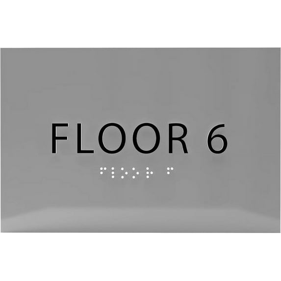 ADA CENTRAL SIGNS - 6" X4" Floor 6 Sign - ADA Compliant Tactile ...