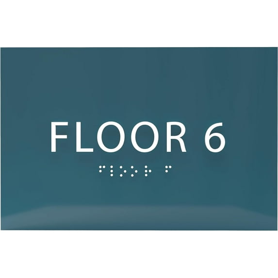 ADA CENTRAL SIGNS - 6" X4" Floor 6 Sign - ADA Compliant Tactile ...