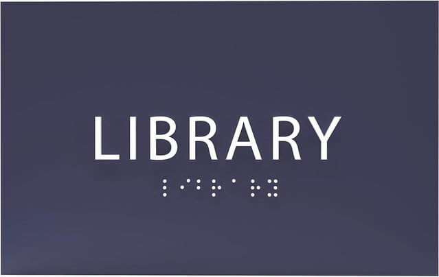 ADA CENTRAL SIGNS - 6" X4" Library Sign - ADA Compliant Tactile ...