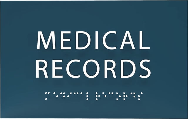ADA CENTRAL SIGNS - 6" X4" Medical Records Sign - ADA Compliant Tactile ...
