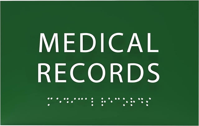 ADA CENTRAL SIGNS - 6" X4" Medical Records Sign - ADA Compliant Tactile ...