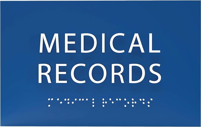 ADA CENTRAL SIGNS - 6" X4" Medical Records Sign - ADA Compliant Tactile ...