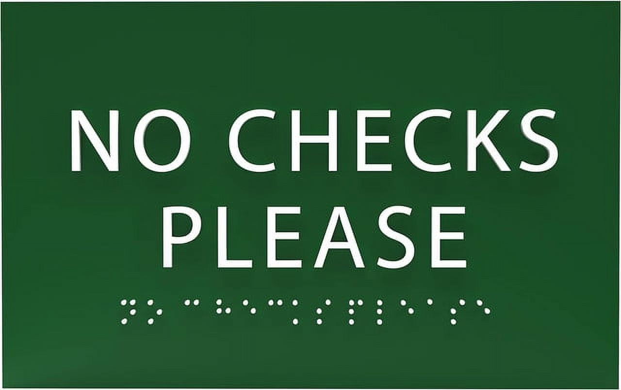 ADA CENTRAL SIGNS - 6" X4" No Checks Please Sign - ADA Compliant ...