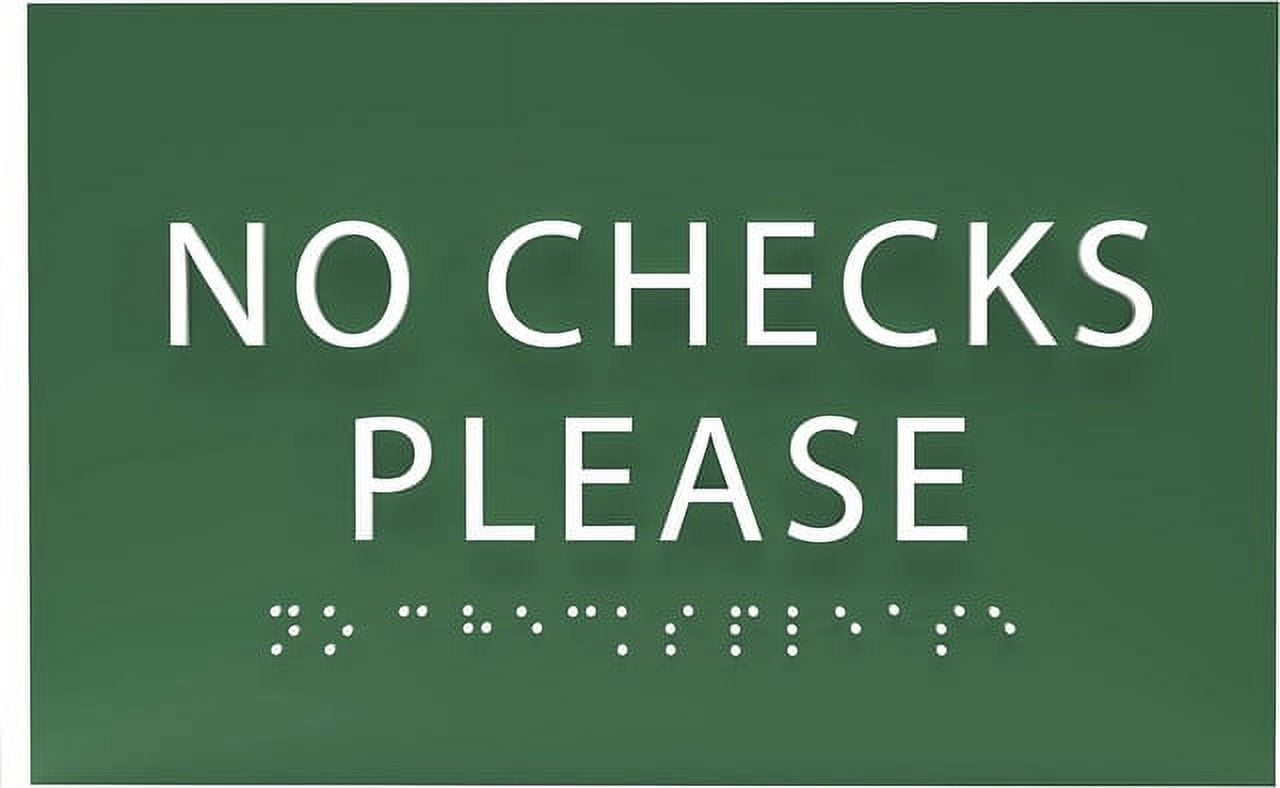 ADA CENTRAL SIGNS - 6" X4" No Checks Please Sign - ADA Compliant ...