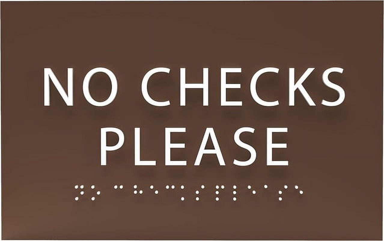 ADA CENTRAL SIGNS - 6" X4" No Checks Please Sign - ADA Compliant ...