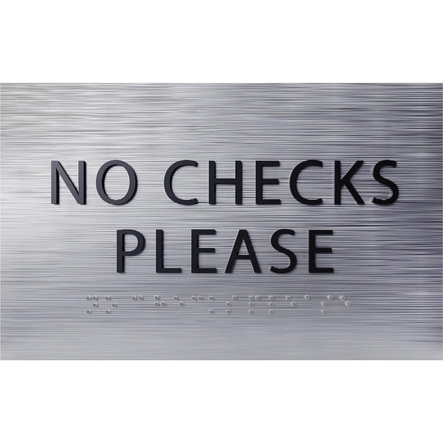 ADA CENTRAL SIGNS - 6" X4" No Checks Please Sign - ADA Compliant ...