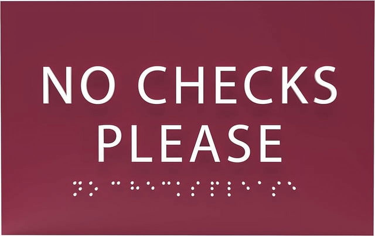 ADA CENTRAL SIGNS - 6" X4" No Checks Please Sign - ADA Compliant ...