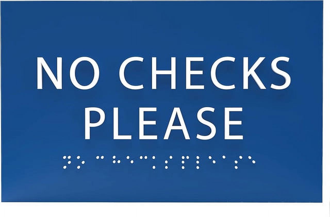 ADA CENTRAL SIGNS - 6" X4" No Checks Please Sign - ADA Compliant ...