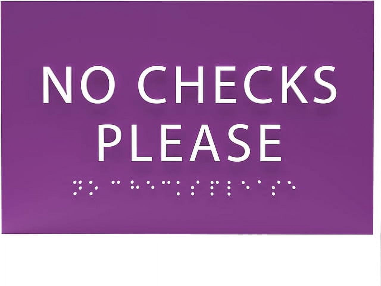 ADA CENTRAL SIGNS - 6" X4" No Checks Please Sign - ADA Compliant ...
