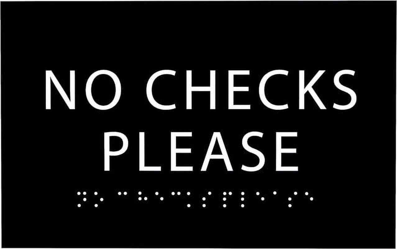ADA CENTRAL SIGNS - 6" X4" No Checks Please Sign - ADA Compliant ...