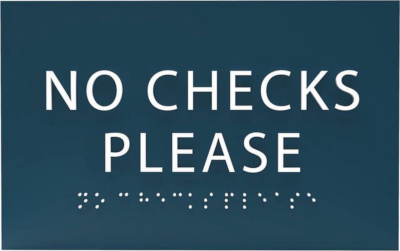 ADA CENTRAL SIGNS - 6" X4" No Checks Please Sign - ADA Compliant ...