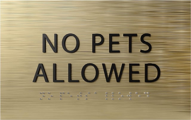 ADA CENTRAL SIGNS - 6" X4" No Pets Allowed Sign - ADA Compliant Tactile ...