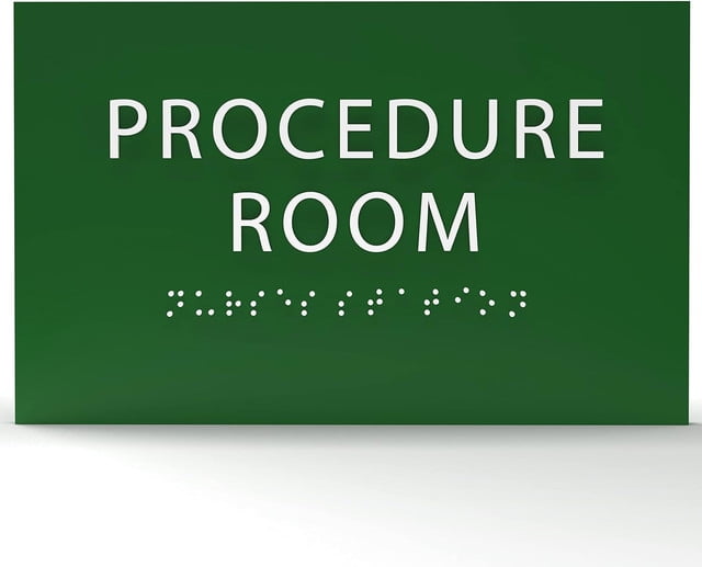 ADA CENTRAL SIGNS - 6" X4" Procedure Room Sign - Tactile Graphics Grade ...
