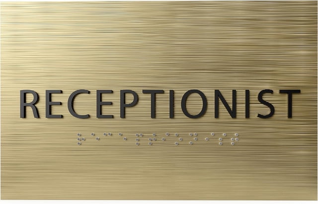 ADA CENTRAL SIGNS - 6" X4" Receptionist Sign - ADA Compliant Tactile ...