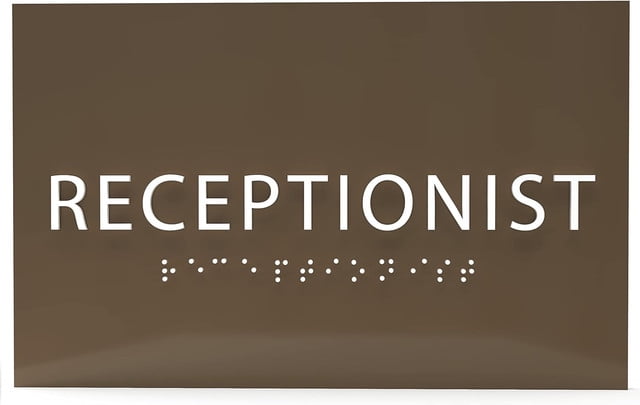 ADA CENTRAL SIGNS - 6" X4" Receptionist Sign - ADA Compliant Tactile ...